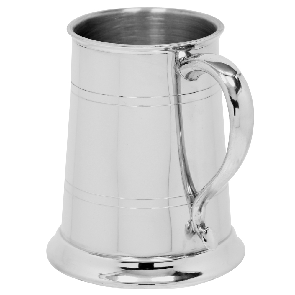 ENGLISH PEWTER 1 PINT SWAN HANDLE TANKARD